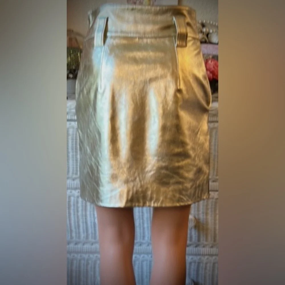 ba&sh | Skirts | Bash Mini Skirt Lamb Metallized Leather Full Lining ...